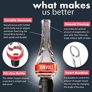 VINVOLI Wine Aerator - New 2023 Luxury Wine Air Aerator - Wine Aerators Pourer - Red Wine Decanter with Aerator - Wine Aerator Pourer Spout - Professional Quality for Wine Lovers and Sommeliers