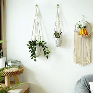 Bouqlife 3 Pack Macrame Plant Hangers with Pots Hanging Planters for Indoor Plants Holders with Trays & Hooks 34" / 26" / 20"