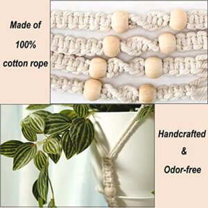 Bouqlife 3 Pack Macrame Plant Hangers with Pots Hanging Planters for Indoor Plants Holders with Trays & Hooks 34" / 26" / 20"