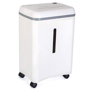 wolverine 8-sheet super micro cut high security level p-5 ultra quiet paper/credit card home office shredder with 4.5 gallons pullout waste bin sd9101 (white)