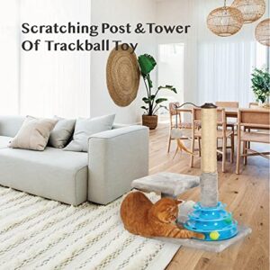 PEEKAB Tall Cat Scratching Post Kitten Sisal Scratcher Tree with Cat Tracks Toy Balls for Indoor Cats and Kittens - 25 inches