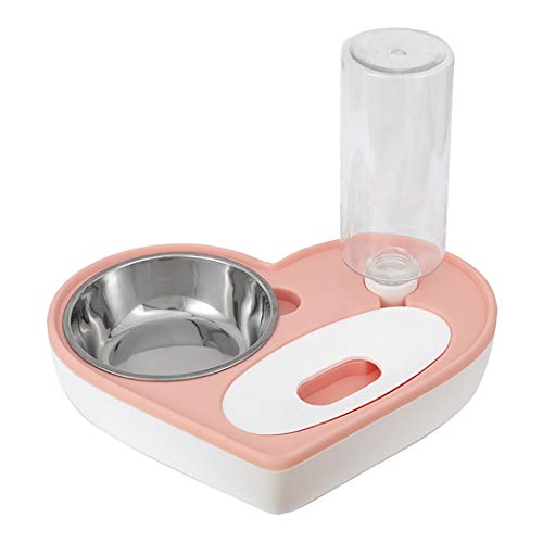 ALBOLET Cat Dog Food and Water Bowl Set, Pet Automatic Water Dispenser Detachable Cat&Dog Feeder Bowl No-Spill Automatic Water Dispenser for Cats Small Dog