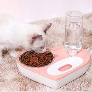 ALBOLET Cat Dog Food and Water Bowl Set, Pet Automatic Water Dispenser Detachable Cat&Dog Feeder Bowl No-Spill Automatic Water Dispenser for Cats Small Dog