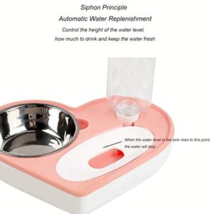 ALBOLET Cat Dog Food and Water Bowl Set, Pet Automatic Water Dispenser Detachable Cat&Dog Feeder Bowl No-Spill Automatic Water Dispenser for Cats Small Dog