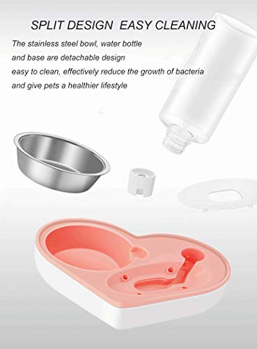 ALBOLET Cat Dog Food and Water Bowl Set, Pet Automatic Water Dispenser Detachable Cat&Dog Feeder Bowl No-Spill Automatic Water Dispenser for Cats Small Dog