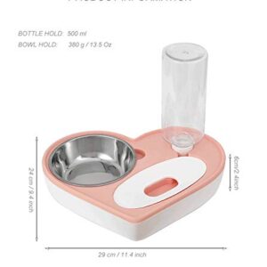 ALBOLET Cat Dog Food and Water Bowl Set, Pet Automatic Water Dispenser Detachable Cat&Dog Feeder Bowl No-Spill Automatic Water Dispenser for Cats Small Dog