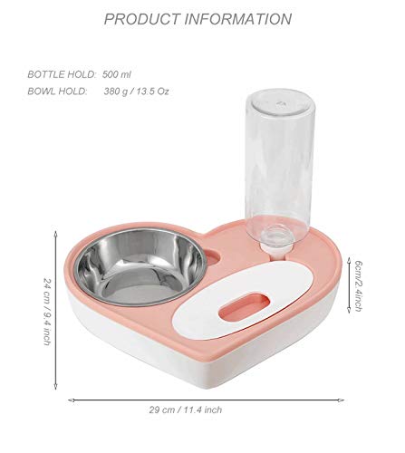 ALBOLET Cat Dog Food and Water Bowl Set, Pet Automatic Water Dispenser Detachable Cat&Dog Feeder Bowl No-Spill Automatic Water Dispenser for Cats Small Dog