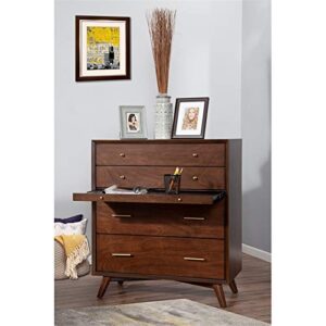 Alpine Furniture Flynn Mid Century 4 Drawer Storage Accent Chest in Walnut (Brown)