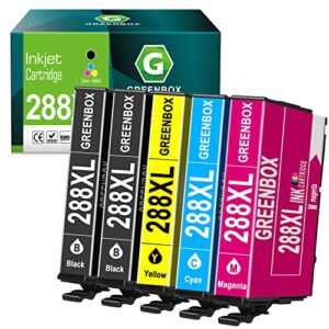 greenbox remanufactured ink cartridge replacement for epson 288 288xl t288 t288xl used in expression home xp-440 xp-430 xp-330 xp-340 xp-434 xp-446 printer (2 black 1 cyan 1 magenta 1 yellow)