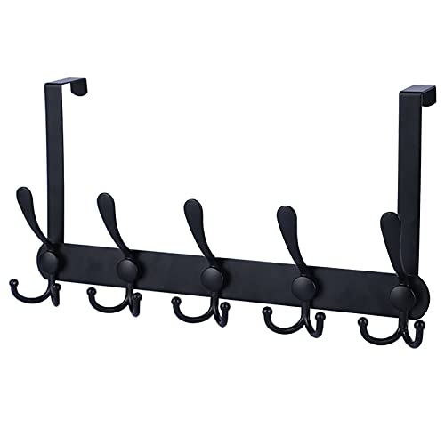 Encozy Over The Door Hooks,Coat Rack for Hanging Clothes Hat Towel (Heavy Duty Black 1pcs)