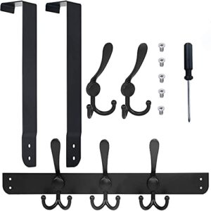 Encozy Over The Door Hooks,Coat Rack for Hanging Clothes Hat Towel (Heavy Duty Black 1pcs)