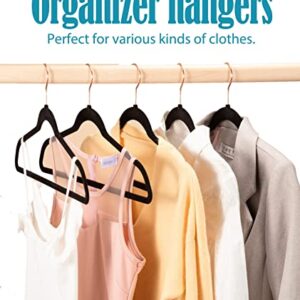 Smartor Velvet Hangers 50 Pack, Black Felt Hangers Non Slip with Rose Gold Hook, Premium Felt Hangers for Adult, Heavy Duty Velvet Hanger for Coat, Suit, Short, Skirt, Dress (Black)