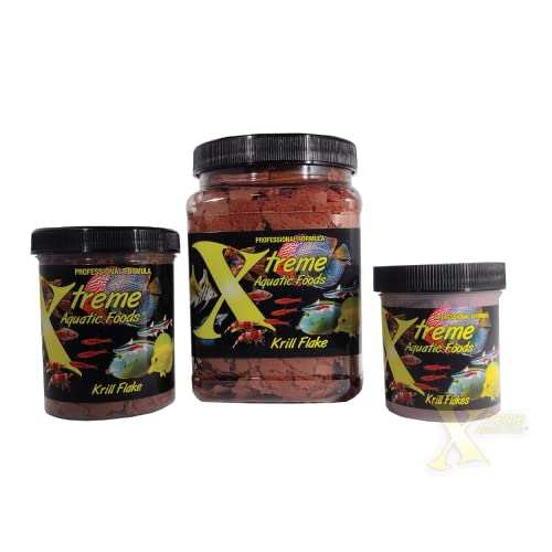 Xtreme Aquatic Fish Food - Krill Flakes - Nutritionally Balanced Professional Formula - Balanced Amino Acid Profile and No Hormones - Made in USA - High Protein Max Flavor Tropical (3.5 oz)