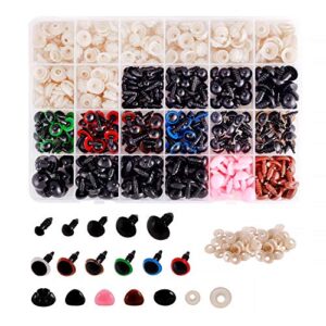 meafeng 600 pcs colorful plastic safety eyes and noses with washers, for amigurumi crafts doll crochet stuffed animal teddy bear making (Ø 6~14mm)