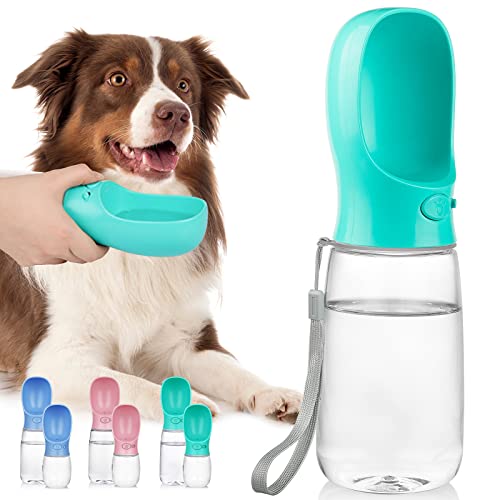 Yicostar Dog Water Bottle, Leak Proof Portable Dog Water Bottle for Walking Dog Water Dispenser with Drinking Feeder for Pets Outdoor, Travel, Hiking Food Grade Plastic(19oz, Blue)