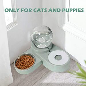 PetFun Double Dog Cat Bowls Automatic Gravity Water Food Dispenser, No-Spill Dog Water Bowl & Dish Stainless Steel Durable & Detachable Feeder Bowl for Cats & Small or Medium Size Dogs