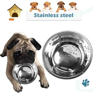 PetFun Double Dog Cat Bowls Automatic Gravity Water Food Dispenser, No-Spill Dog Water Bowl & Dish Stainless Steel Durable & Detachable Feeder Bowl for Cats & Small or Medium Size Dogs