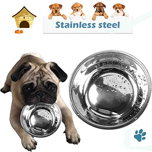 PetFun Double Dog Cat Bowls Automatic Gravity Water Food Dispenser, No-Spill Dog Water Bowl & Dish Stainless Steel Durable & Detachable Feeder Bowl for Cats & Small or Medium Size Dogs