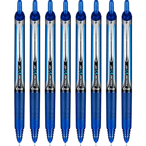 PILOT Precise V7 RT Refillable & Retractable Liquid Ink Rolling Ball Pens, Fine Point (0.7mm) Blue, 8-Pack (15343)