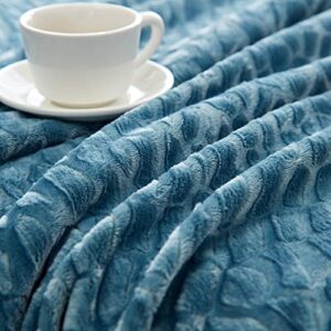 FY FIBER HOUSE Sherpa Fleece Plush Throw Blanket Super Warm Soft Cozy Fuzzy Microfiber for Couch Bed with Cobblestone Print, 60"X80", Teal