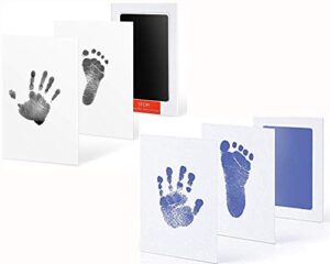 2 pack black and blue clean touch safe inkpads hand and footprint newborn baby handprint or footprint clean touch ink pad (2 pack black & blue ink pad)