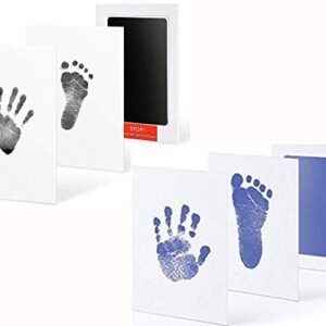 2 Pack Black and Blue Clean Touch Safe InkPads Hand and Footprint Newborn Baby Handprint or Footprint Clean Touch Ink Pad (2 Pack Black & Blue Ink Pad)