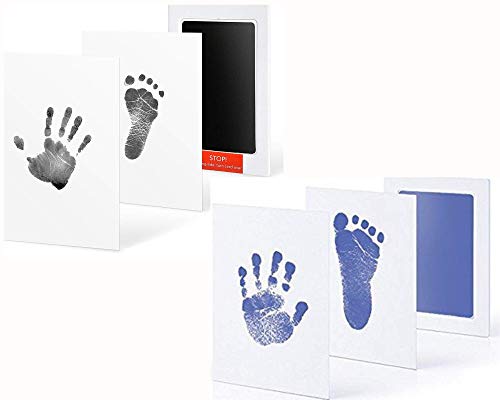 2 Pack Black and Blue Clean Touch Safe InkPads Hand and Footprint Newborn Baby Handprint or Footprint Clean Touch Ink Pad (2 Pack Black & Blue Ink Pad)