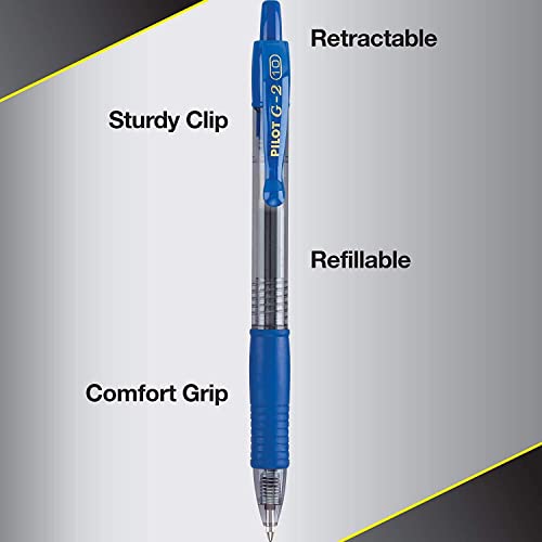 PILOT G2 Premium Refillable & Retractable Rolling Ball Gel Pens, Bold Point, Blue, 8-Pack (15319)