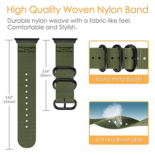 Misker Nylon Band Compatible with Apple Watch Band 42mm 44mm 45mm 38mm 40mm 41mm, YOUKEX Lightweight Breathable Sport Wrist Strap with Metal Buckle Compatible with iwatch Series 7/6/5/4/3/2/1