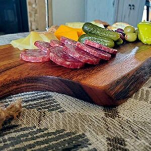 FEATHERLEE - Extra Large Premium Natural Live Edge Acacia Charcuterie Cheese Board Serving and Cutting Tray with Handle