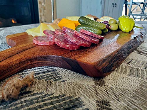 FEATHERLEE - Extra Large Premium Natural Live Edge Acacia Charcuterie Cheese Board Serving and Cutting Tray with Handle