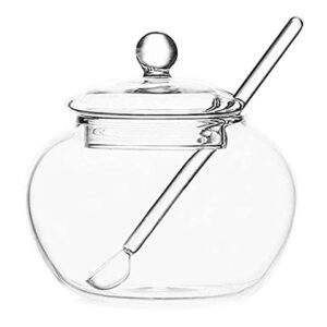 123Arts Clear Glass Sugar Bowl With Lid and Sugar Serving Spoon,8 ounces