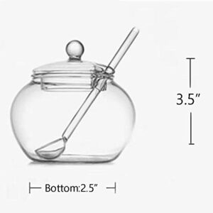 123Arts Clear Glass Sugar Bowl With Lid and Sugar Serving Spoon,8 ounces