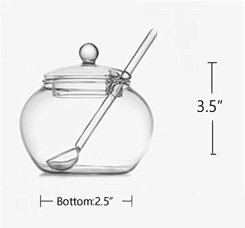 123Arts Clear Glass Sugar Bowl With Lid and Sugar Serving Spoon,8 ounces