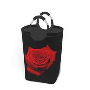 bluepop red rose on black laundry hamper basket bucket foldable dirty clothes bag washing bin toy storage organizer for college dorms, kids bedroom,bathroom