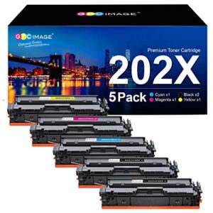 gpc image compatible toner cartridge replacement for hp 202x 202a cf500x cf500a to use with laserjet pro mfp m281fdw m254dw m281cdw m281 m281dw m280nw toner printer (5 pack)