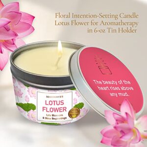 MAGNIFICENT 101 Lotus Flower Aromatherapy Candle for Life Blossom and New Beginnings, Banishes Negative Energy I Purification and Chakra Healing - Natural Soy Wax Tin Candle for Aromatherapy 6oz