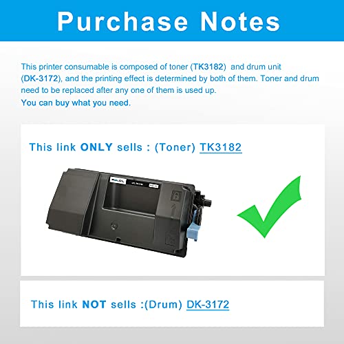 LCL Compatible Toner Cartridge Replacement for Kyocera TK-3182 TK3182 1T02T70US0 ECOSYS M3655idn and P3055dn (1-Pack Black)