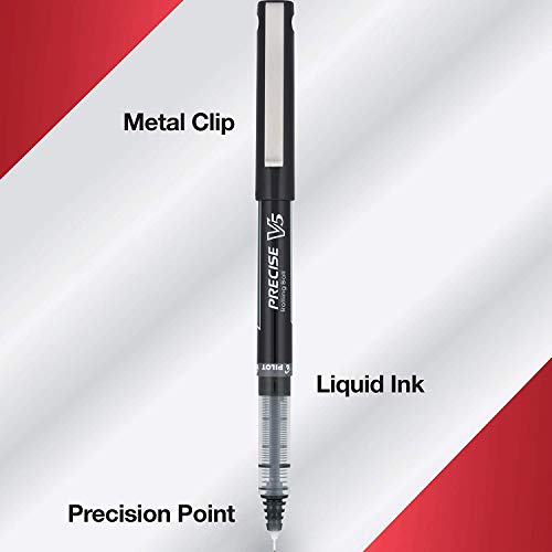 PILOT Precise V5 Stick Liquid Ink Rolling Ball Stick Pens, Extra Fine Point (0.5mm) Black, 14-Pack (15403)