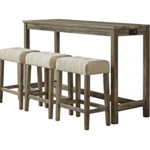 CAMBRIDGE Wyeth Dining 4-Piece Bar Set with Table and 3 Stools, Natural Rustic