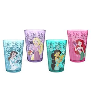 zak designs 14.5oz disney princess nesting tumbler set includes durable plastic cups, fun drinkware is perfect for kids, 4pk ( belle & jasmine & ariel), pyrp-0731