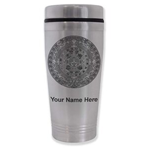 lasergram 16oz commuter mug, aztec calendar, personalized engraving included