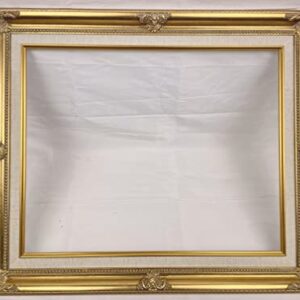 TP Picture Frame (No Glass and Backing)- Classic Gold Ornate Wood/Gesso with Linen Liner- Antique Style, Baroque, Vintage Look (16x20)