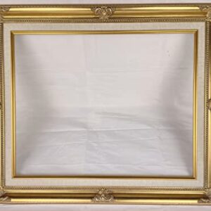 TP Picture Frame (No Glass and Backing)- Classic Gold Ornate Wood/Gesso with Linen Liner- Antique Style, Baroque, Vintage Look (16x20)