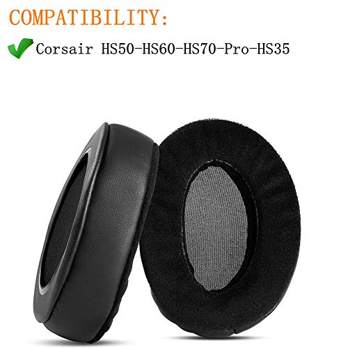 Replacement Ear Pads Cups Cushion Compatible with Corsair HS50 HS60 HS70 Pro Gaming Headset Headphones Earmuffs (Style 2)