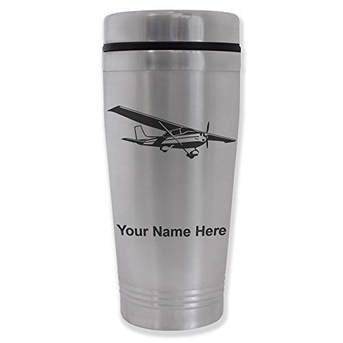 LaserGram 16oz Commuter Mug, High Wing Airplane, Personalized Engraving Included