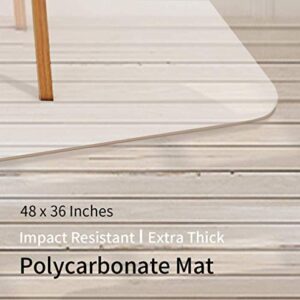 Heavy Duty Office Chair Mat, 48" x 36", Office Chair Floor Protector, Polycarbonate Chair Mat for Hard Floors, Rectangular, Clear, Shipped Flat, Dermatoglyph Finish