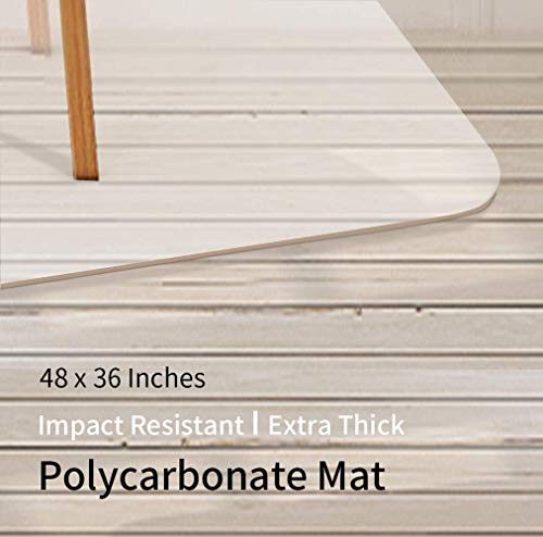 Heavy Duty Office Chair Mat, 48" x 36", Office Chair Floor Protector, Polycarbonate Chair Mat for Hard Floors, Rectangular, Clear, Shipped Flat, Dermatoglyph Finish