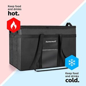 Homemell Insulated Food Delivery Bag XXXL - Hot Pizza Delivery Bags – Large Thermal Carrier for Professional Food Transportation Catering - Reusable Grocery Bag Shopping Tote - Soft Sided Foldable Cooler - Hot and Cold for Groceries