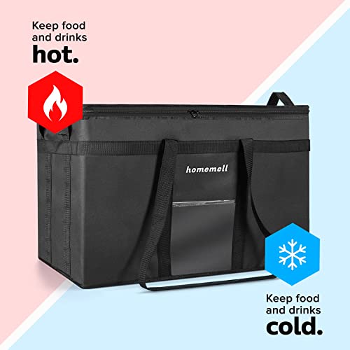 Homemell Insulated Food Delivery Bag XXXL - Hot Pizza Delivery Bags – Large Thermal Carrier for Professional Food Transportation Catering - Reusable Grocery Bag Shopping Tote - Soft Sided Foldable Cooler - Hot and Cold for Groceries